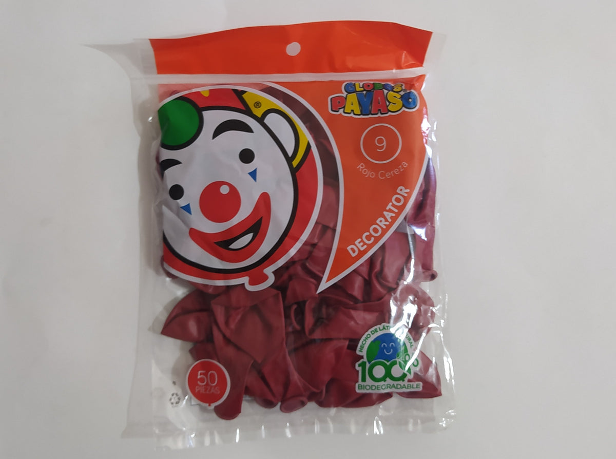 GLOBO 9 ROJO CEREZA *FS 50 PZ – El Mundo de los Dulces